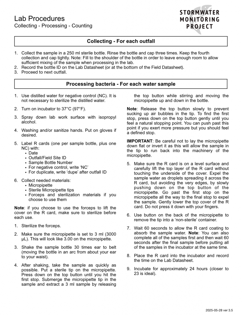 Volunteer Resources: Datasheets & Procedures